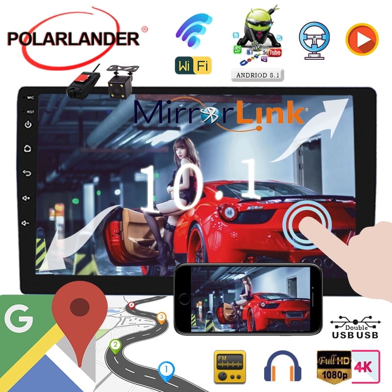 Polarlander 10.1 Inch Android Car Radio, Universal In-Dash MP5 Player with GPS Bluetooth & WiFi ...