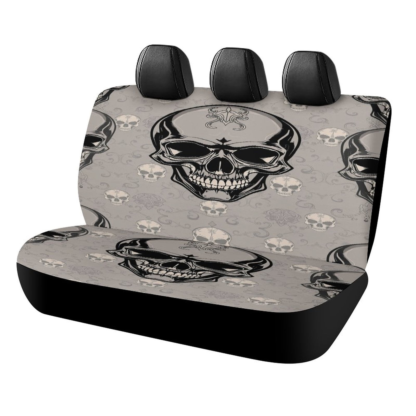 Universal Car Rear Seat Cover Skull Pattern Gothic Wallpaper Design ...