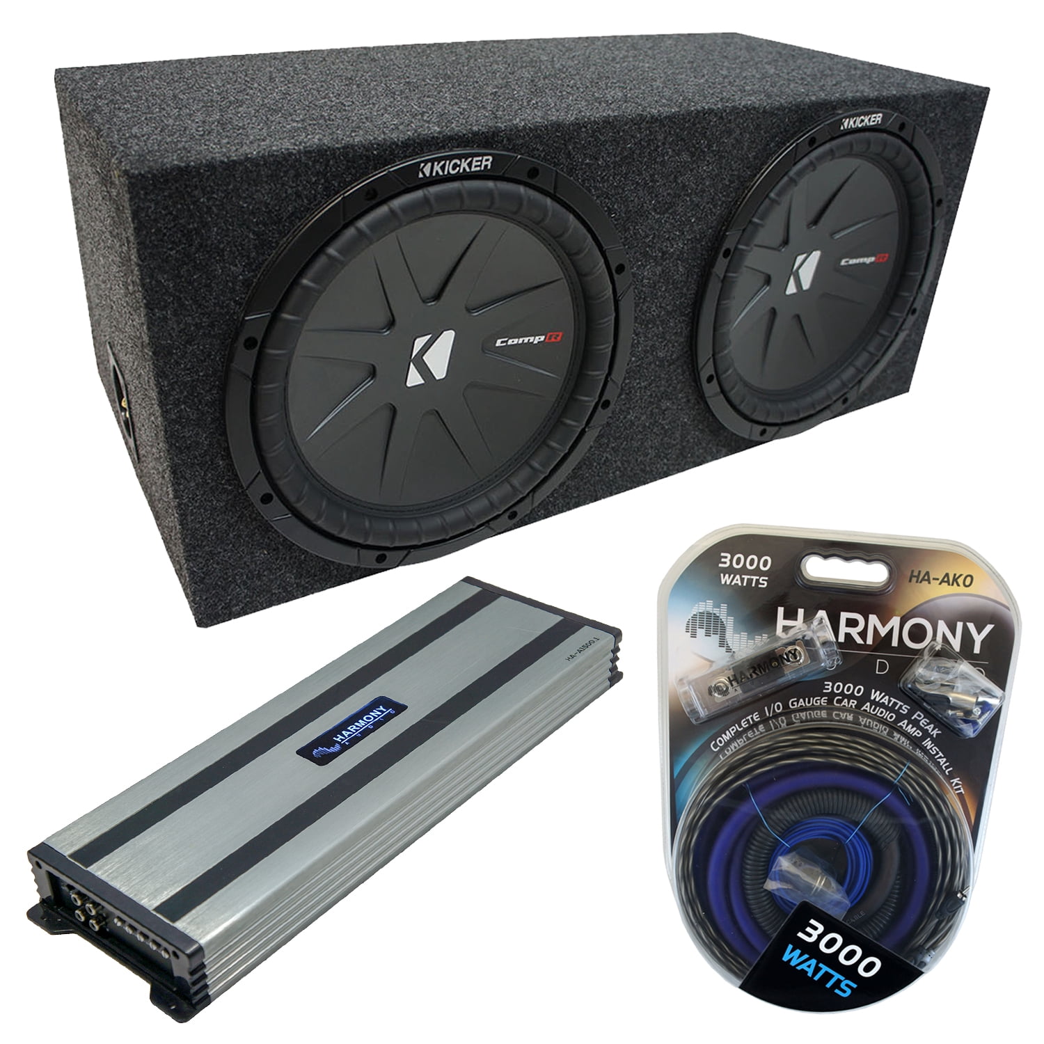 Universal Car Rearfire Sealed Dual 15 Kicker CompR CWR15 Sub Box HA ...