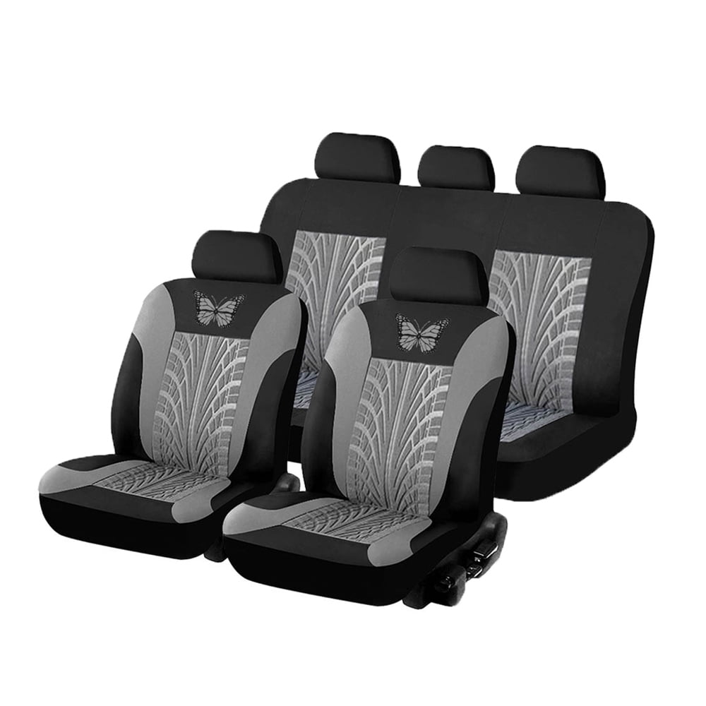 Universal Car Seat Cover Set - Butterfly Pattern Embroidery - Full Set ...
