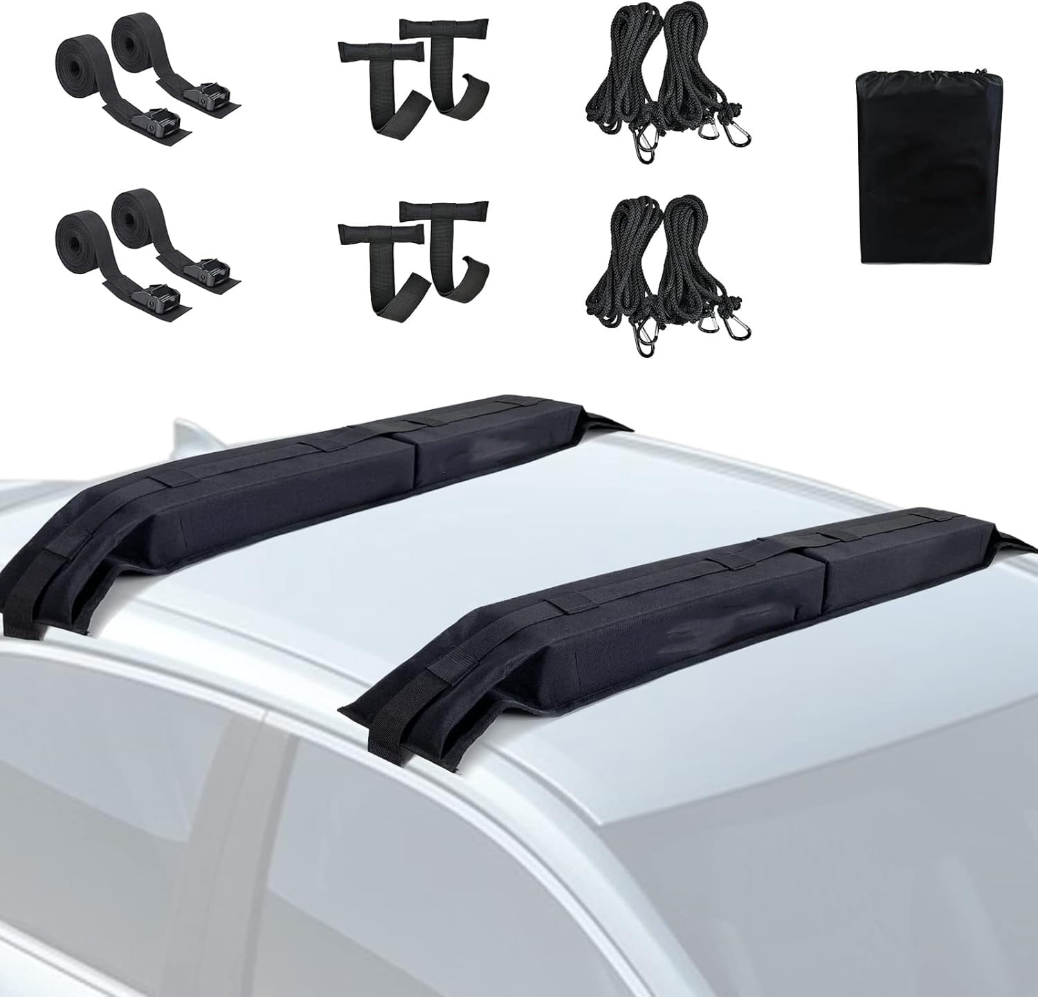 Universal Car Soft Roof Rack Pads Luggage Carrier System for Kayak ...