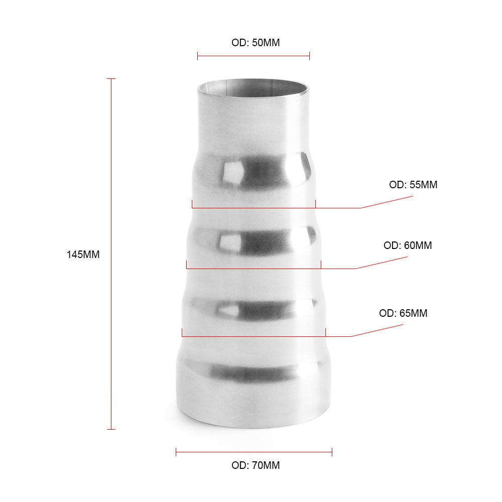 Universal Car Stainless Steel Exhaust 5 Step Reducer Adapter Connector ...