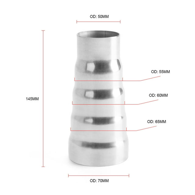 Universal Car Stainless Steel Exhaust 5 Step Reducer Adapter Connector ...