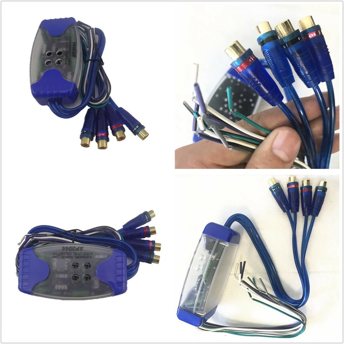 Universal Car Stereo Audio Speaker Converter Wire to 4 RCA Hi/Lo Audio ...