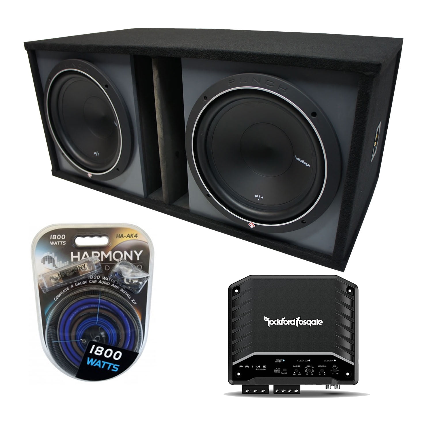 Universal Car Stereo Paintable Ported Dual 12" Rockford P1S412 Sub Box ...