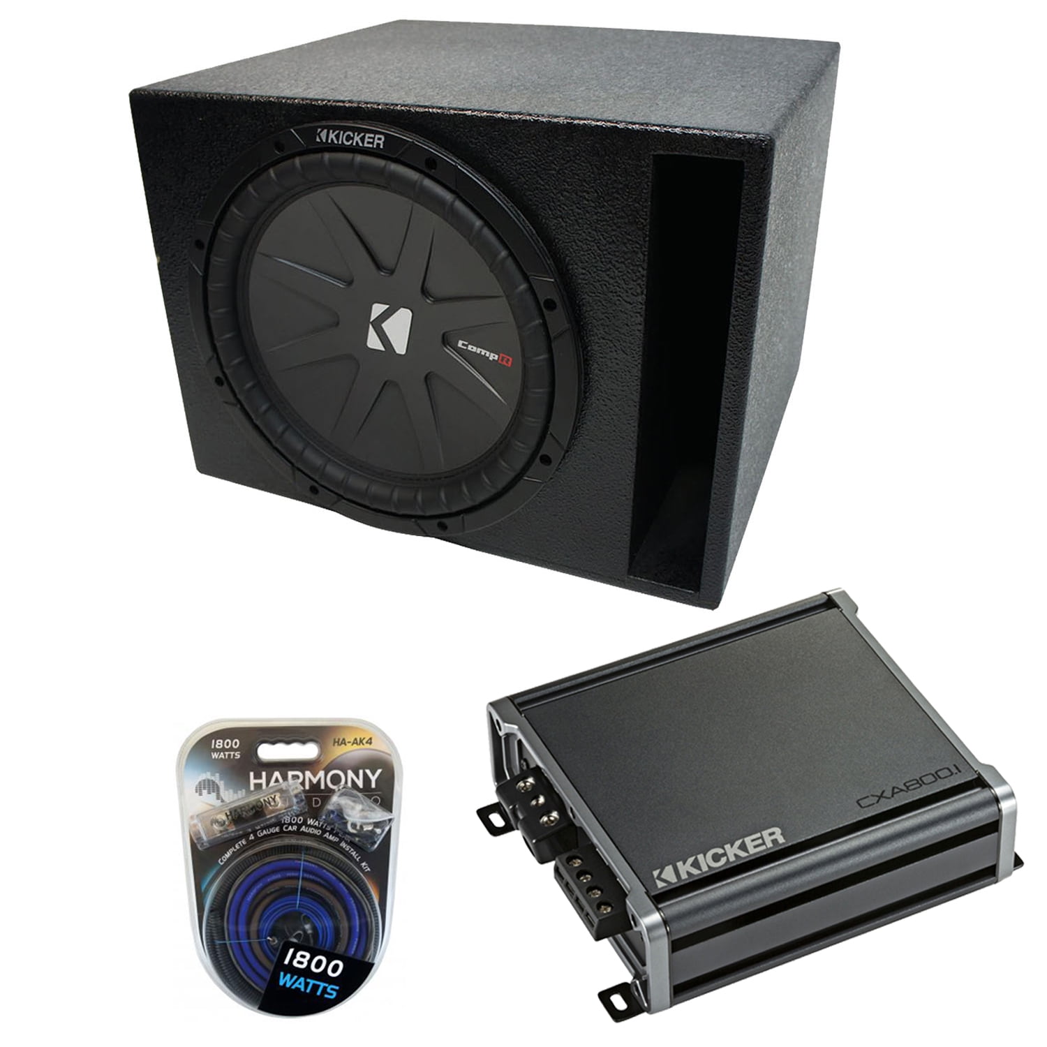Universal Car Stereo Rhino Coated Ported 10" Kicker CompR CWR10 Sub Box ...