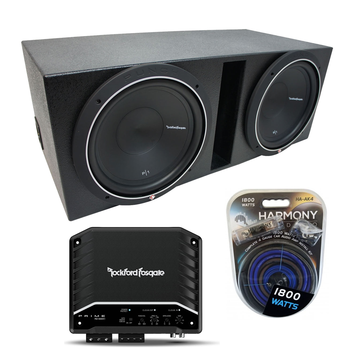 Universal Car Stereo Rhino Coated Ported Dual 15 Rockford P1S415 Sub ...