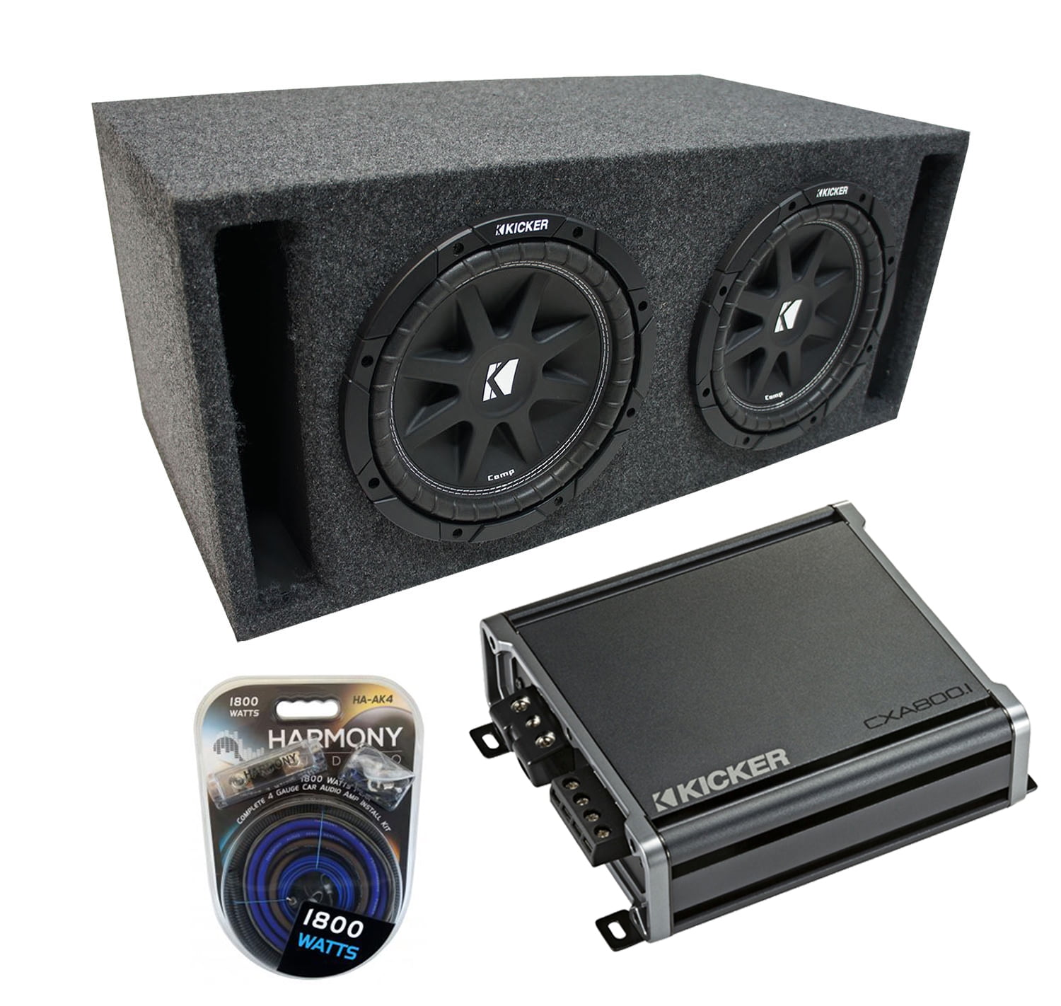Harmony Accessory Master Dual 12" Kicker Comp C12 Sub Box & CX600.1 Amp ...