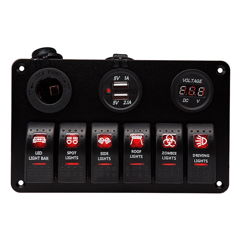Universal Car Switch Panel 12V Voltmeter Dual USB Accessories For ...
