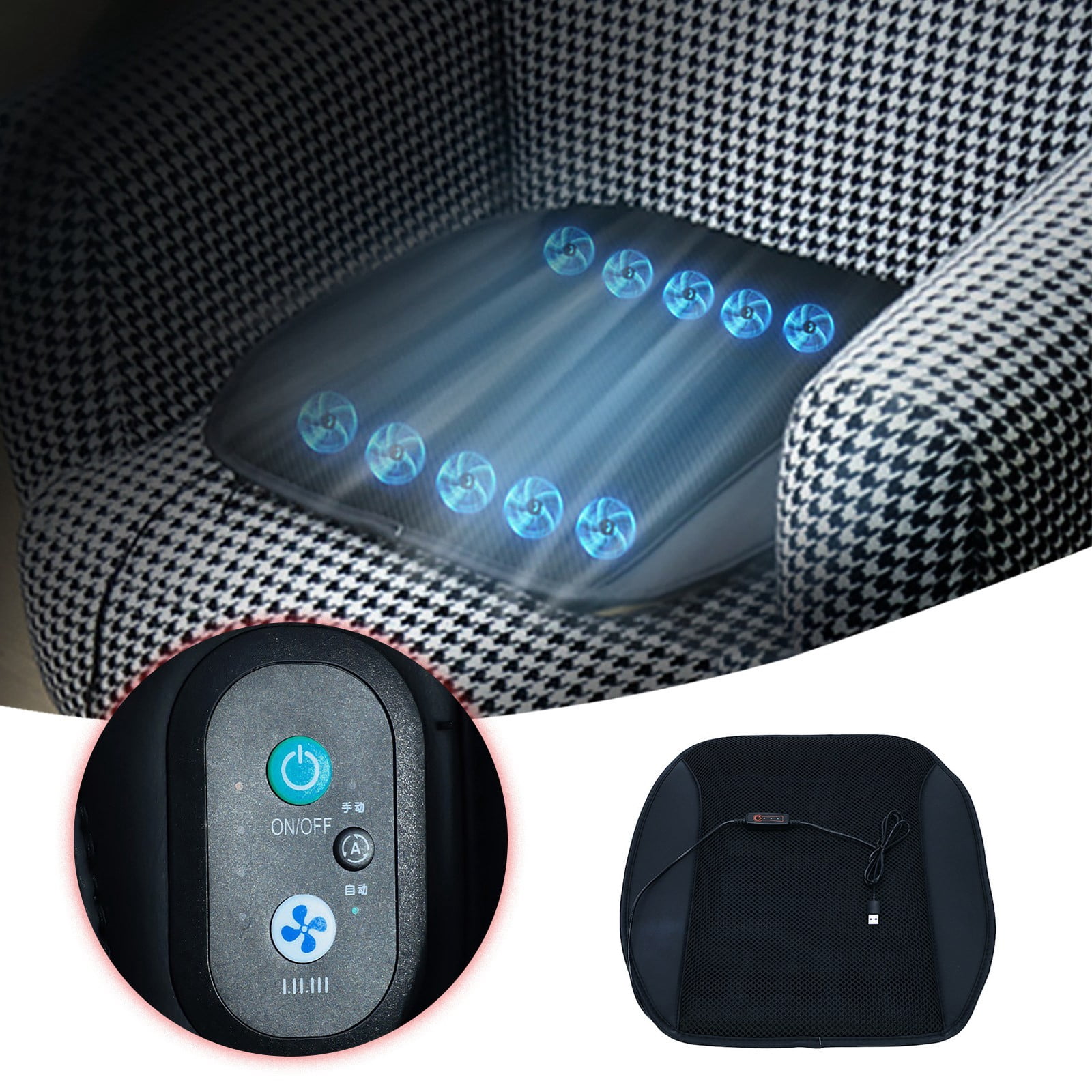 Universal Car Ventilated Seat Cushion with Airflow Cooling, 12V Plug ...