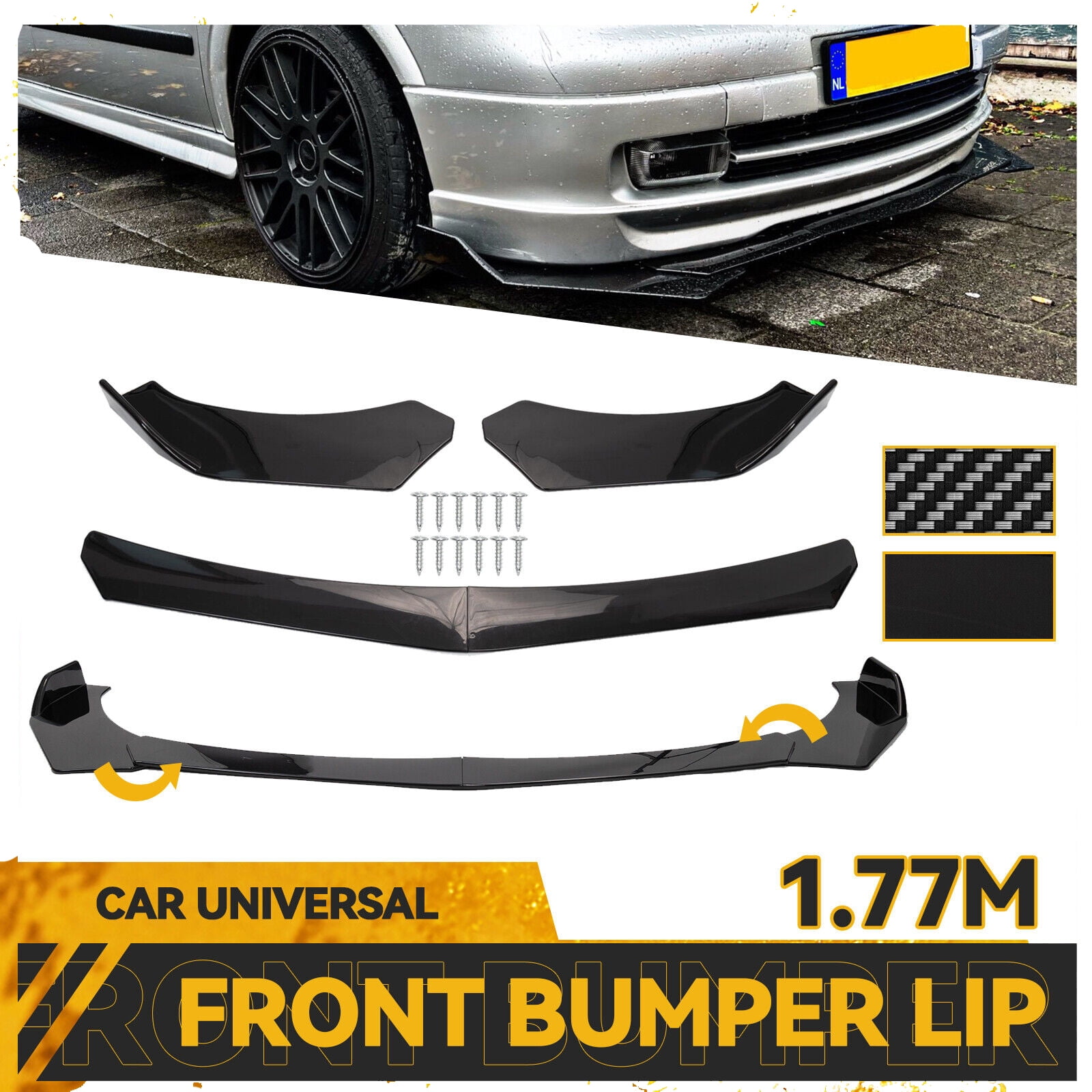 Universal Cars Front Bumper Lip Spoiler Splitter Black Front Bumper ...