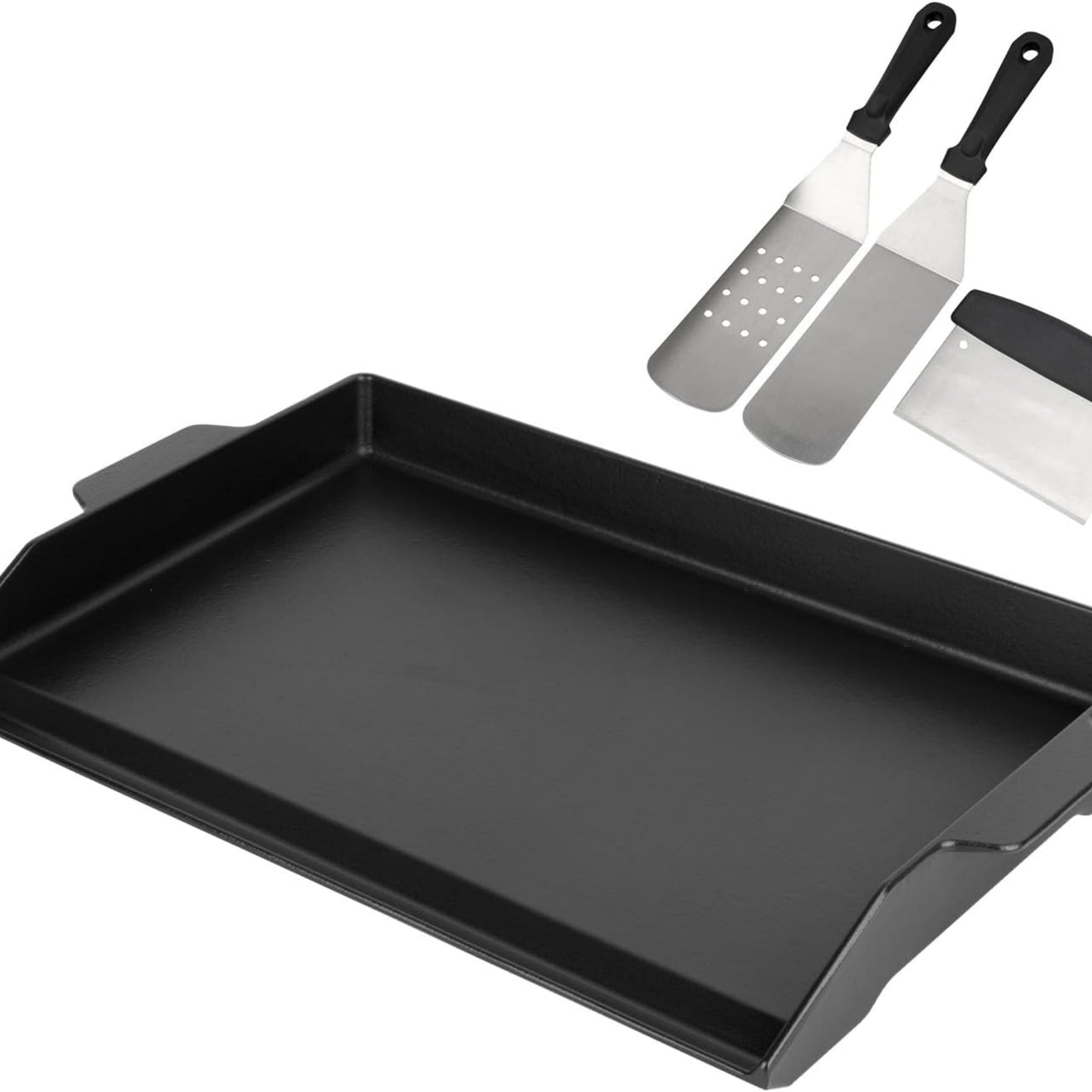 Universal Cast Iron Griddle for Gas Grill with Spatula Set, 23" x 16 ...