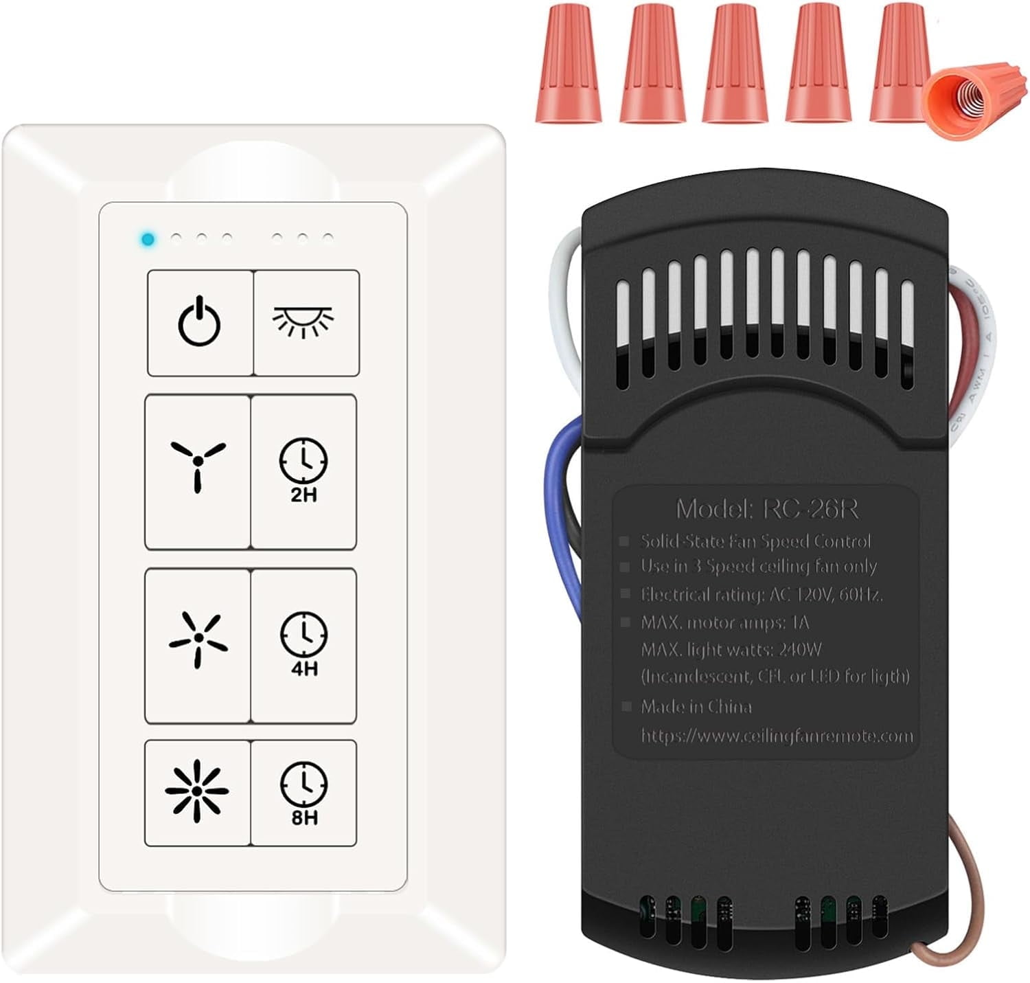 Universal Ceiling Fan Remote Control Kit, Ceiling Fan Wall Switch for 3 ...