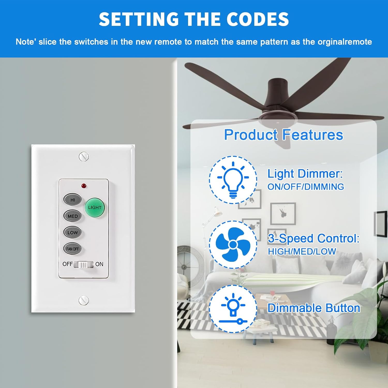 Universal Ceiling Fan Remote Control Kit UC9050T, Compatible with ...