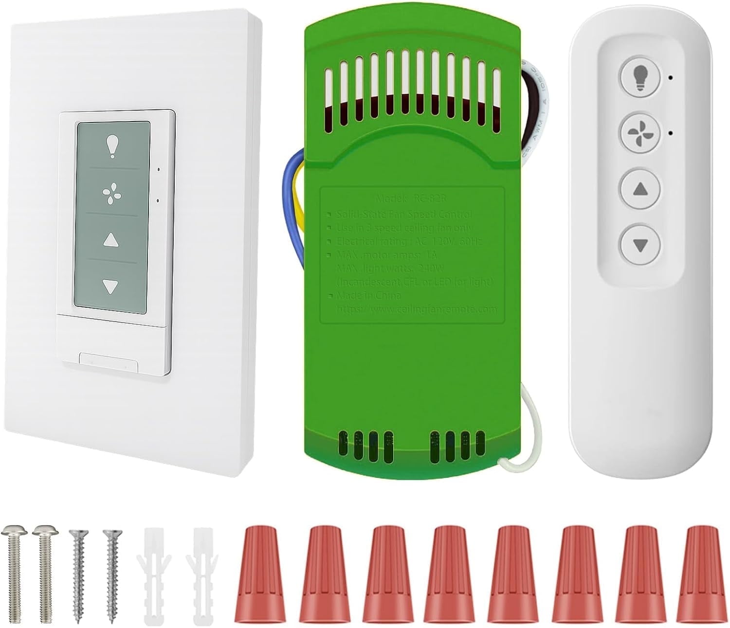 Universal Ceiling Fan Remote Control Kit, Wall Remote Switch with Light Dimmer and 3 Speeds ...