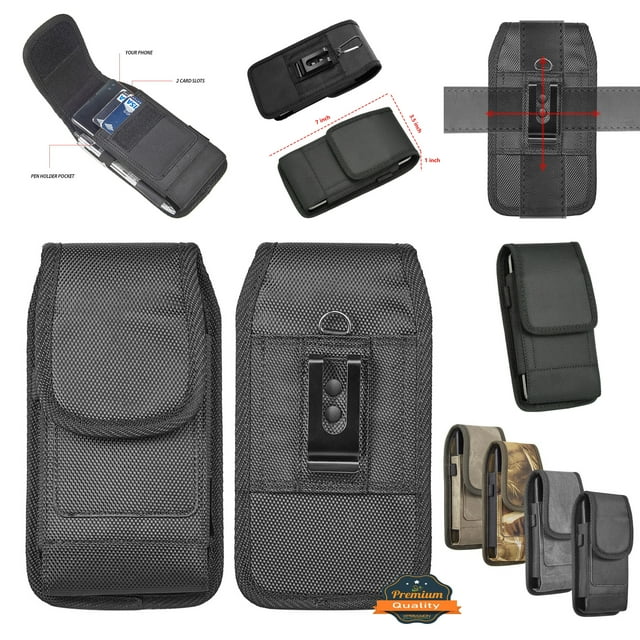 Universal Cell Phone Pouch Nylon Holster Vertical Pouch with Belt Clip ...