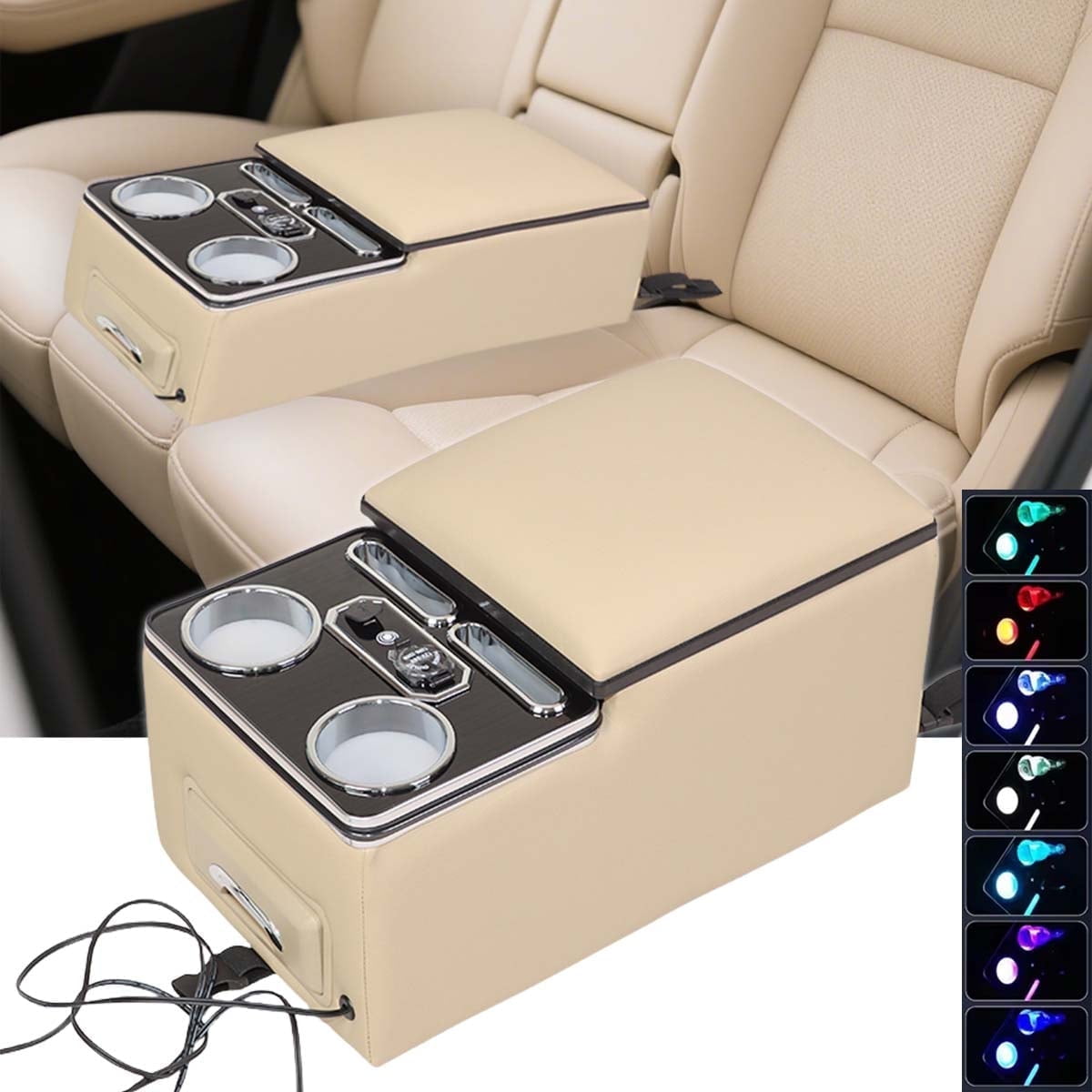 WheelX Universal Center Console, Rear Bench Armrest Organizer with Fast ...