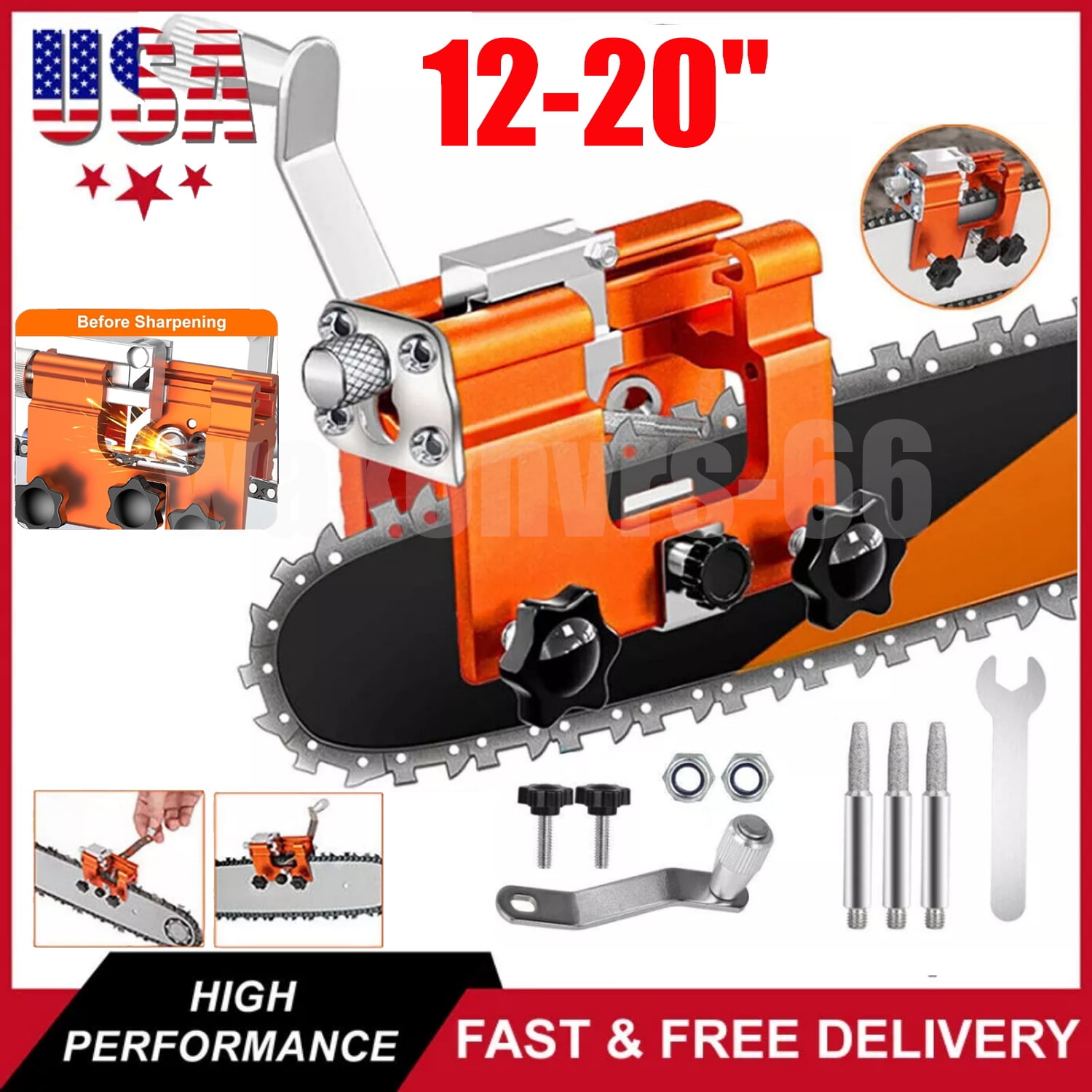 Universal Chainsaw Chain Sharpening Jig Manual Hand Crank Sharpener ...