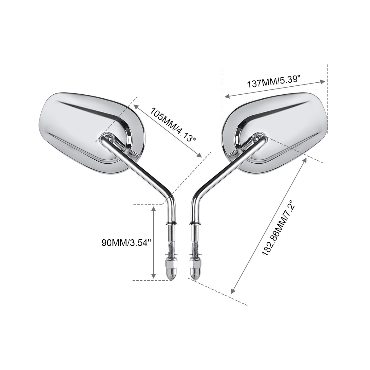 Universal Chrome Motorcycle Rear View Mirrors, Compatible with Touring ...