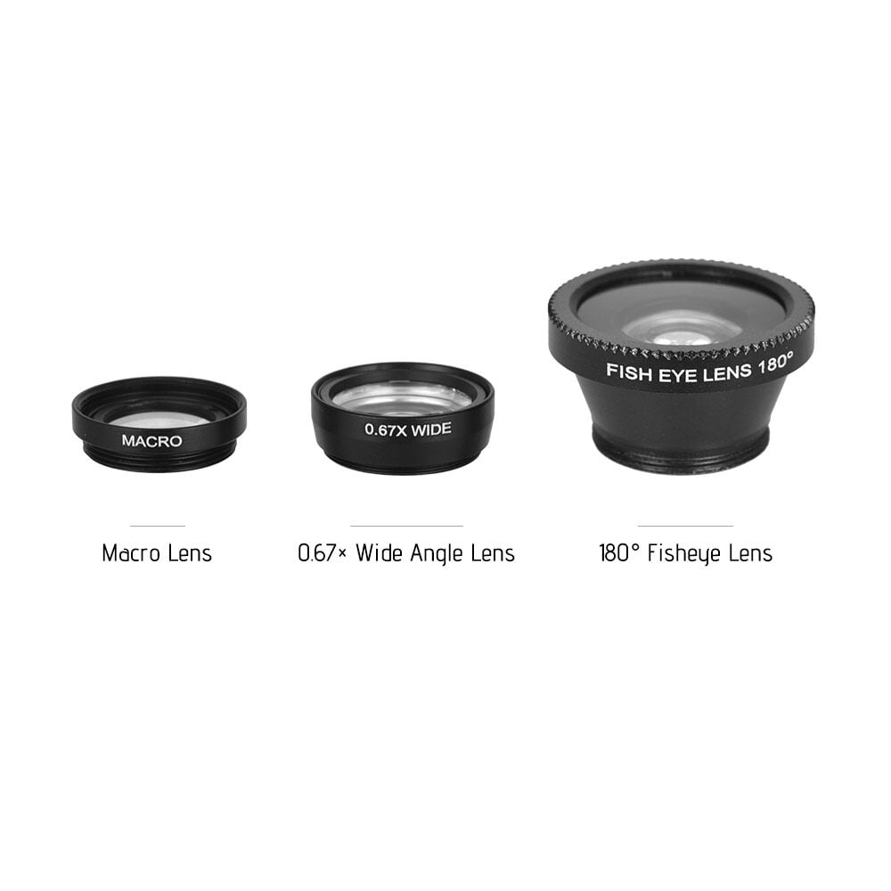 Universal Clip Lens Kit 180° Mobile Phone Fisheye Lens 0.67× Wide Angle ...
