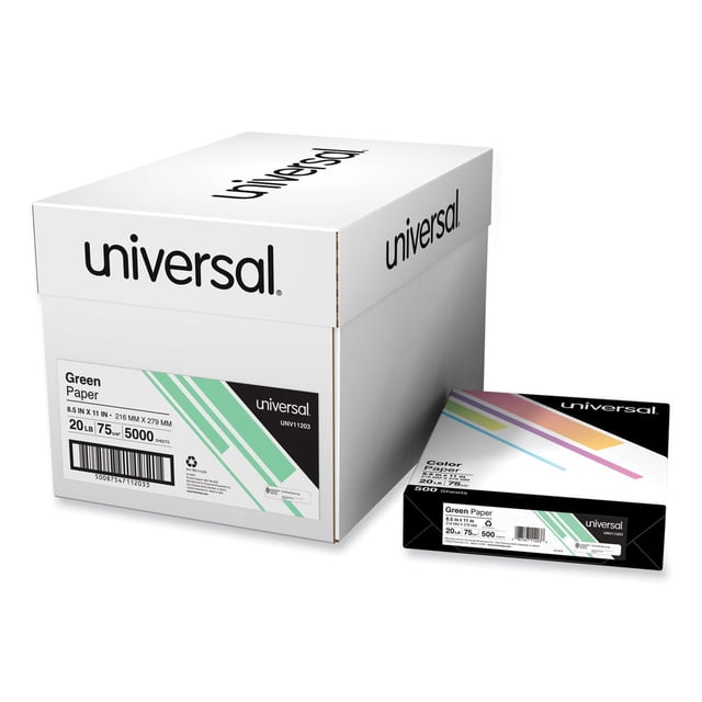 Universal Colored Paper 20 lb. 8-1/2" x 11" Green 500 Sheets Per Ream ...