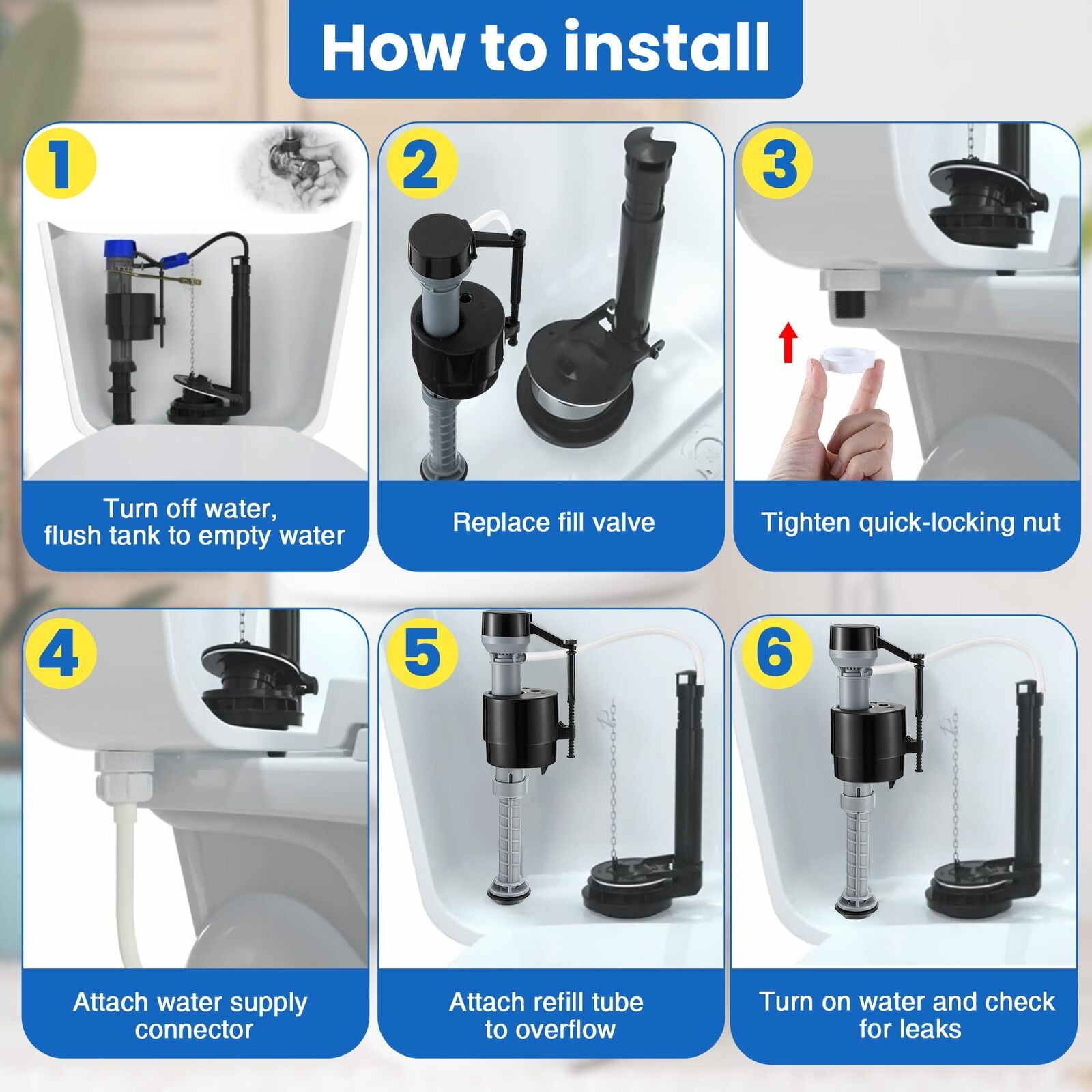 Universal Complete Toilet Repair Kit Flush Fill Valve Flapper ...