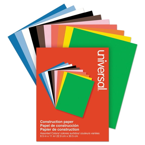 Universal Construction Paper 76 lb 9" x 12" Assorted 200 Sheets/Ream ...