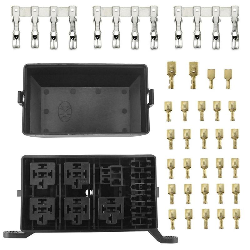 Universal DC 12V Car Marine 6-Way Relay+ 6-Slot Blade Fuse Holder Box ...