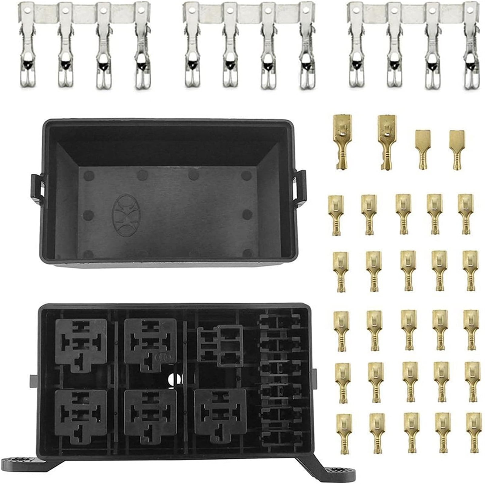 Universal DC 12V Car Marine 6-Way Relay+ 6-Slot Blade Fuse Holder Box ...