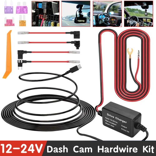 Universal Dash Cam Hardwire Kit Mini Type C Hard Wire Cable Fuse For ...