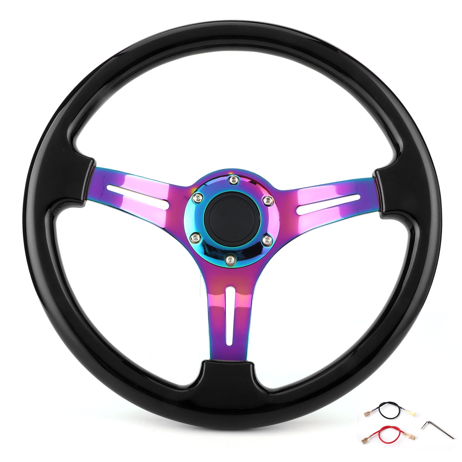 Racing Steering Wheel 350mm Universal Deep Dish 6 Hole Replacement with ...