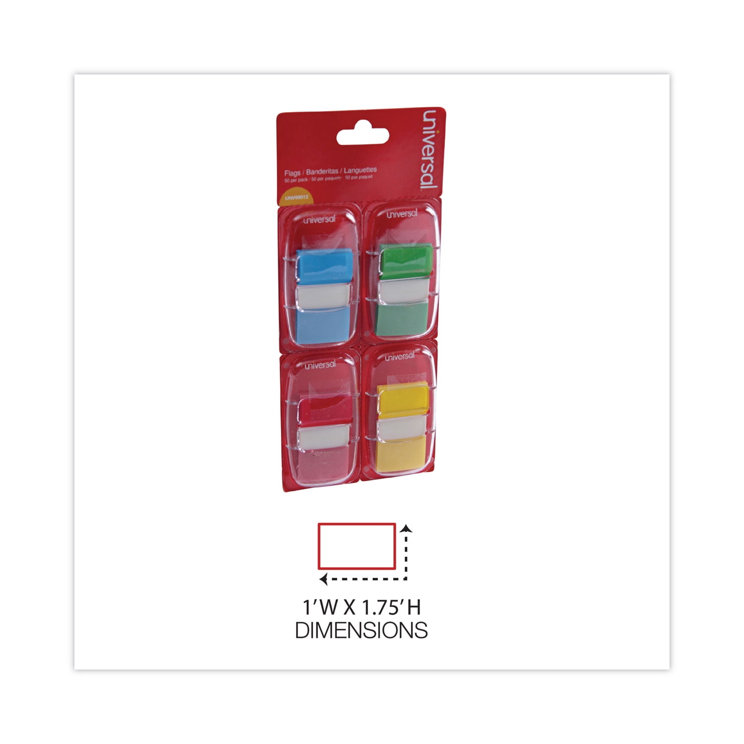Universal Deluxe Pop-Up Page Flags, 1 x 1.75, Four Assorted Colors, 50 ...