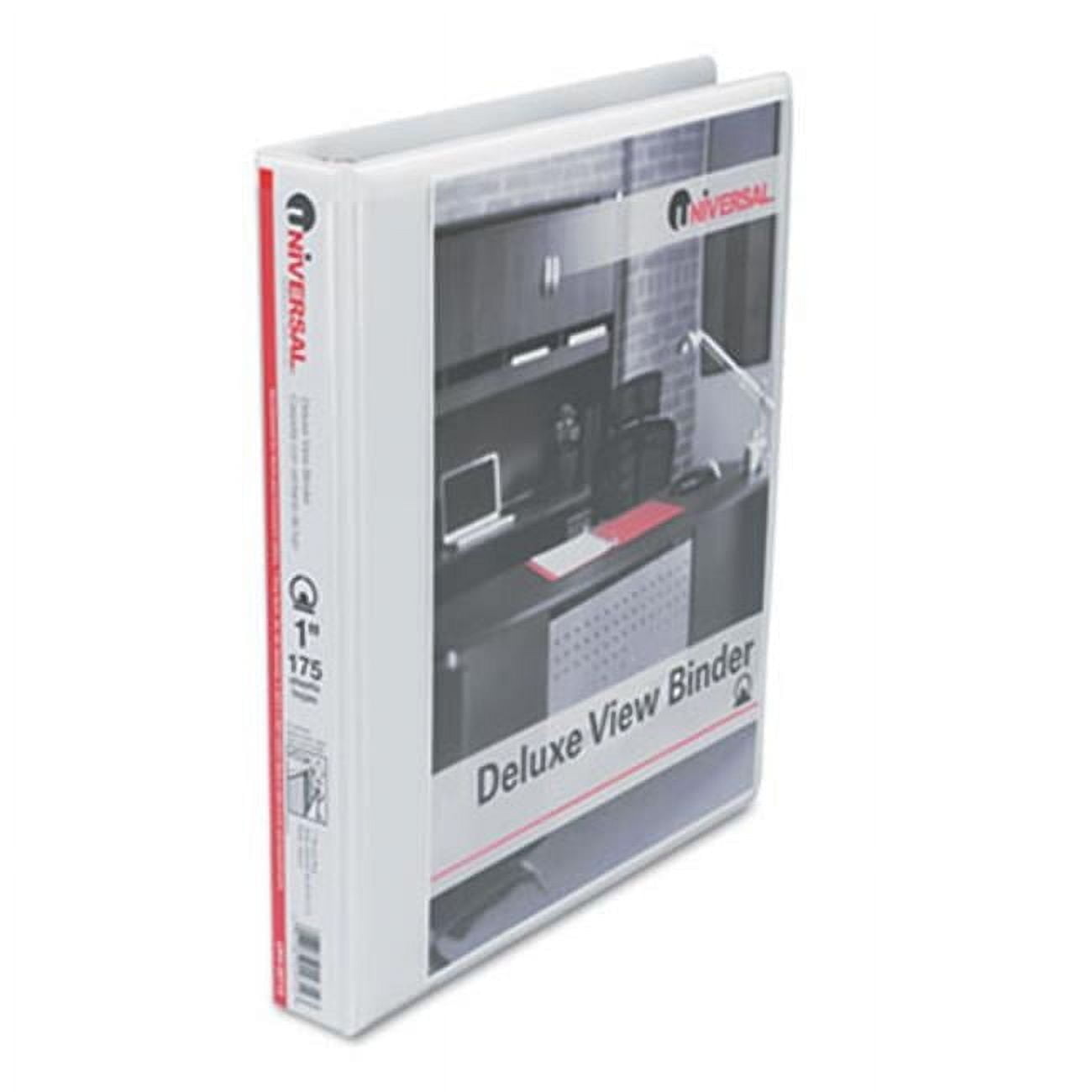 Universal Deluxe Round Ring Vinyl View Binder 1'' Capacity White ...