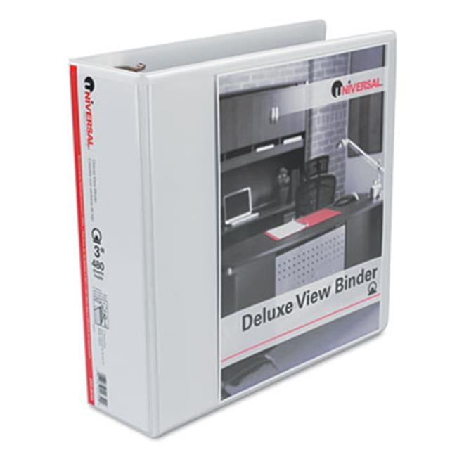 Universal Deluxe Round Ring Vinyl View Binder 3'' Capacity White ...