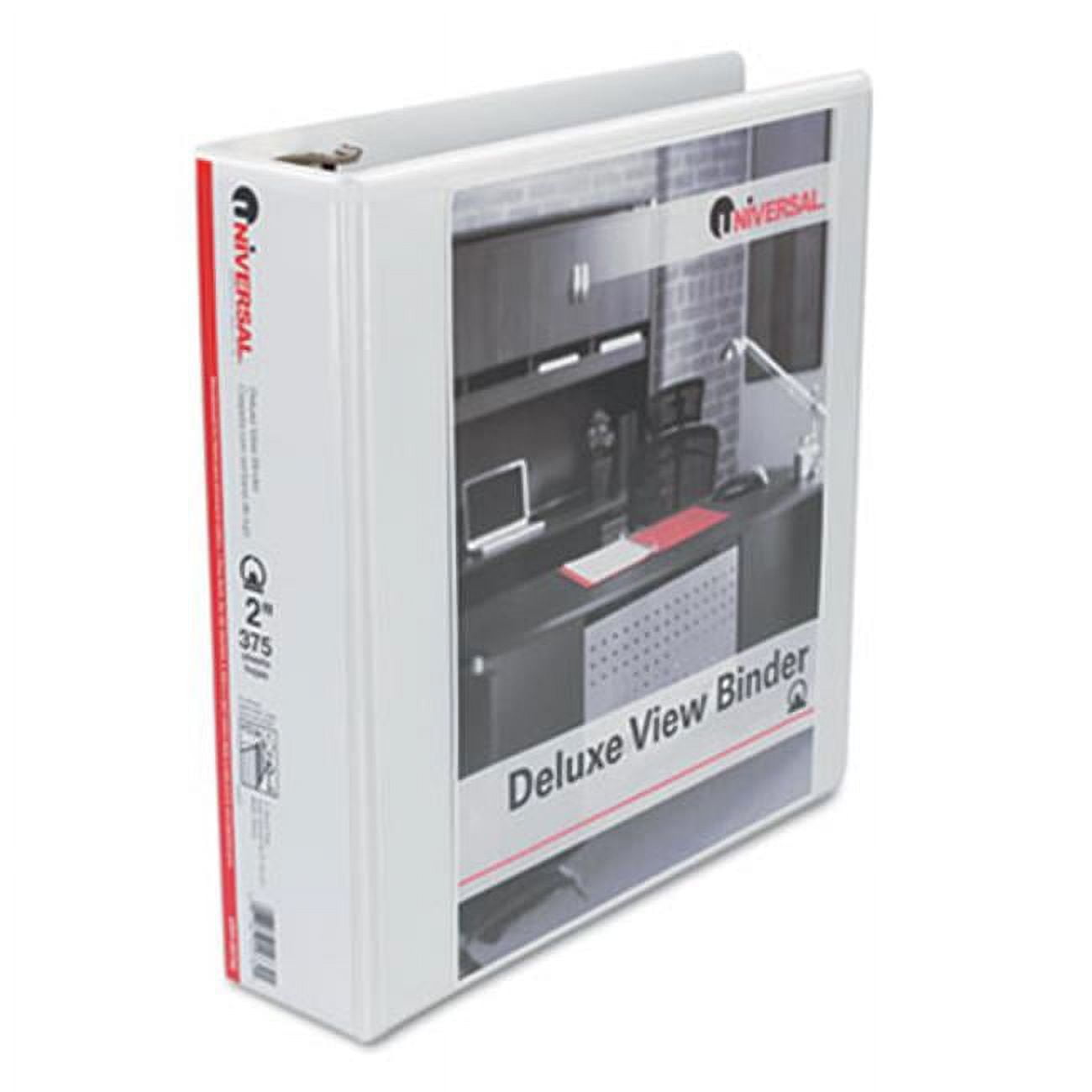 Universal Deluxe Round Ring Vinyl View Binder - White - 2'' Capacity ...