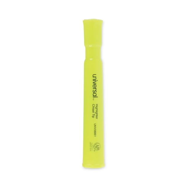 Universal Desk Highlighter, Chisel Tip, Fluorescent Yellow, Dozen ...