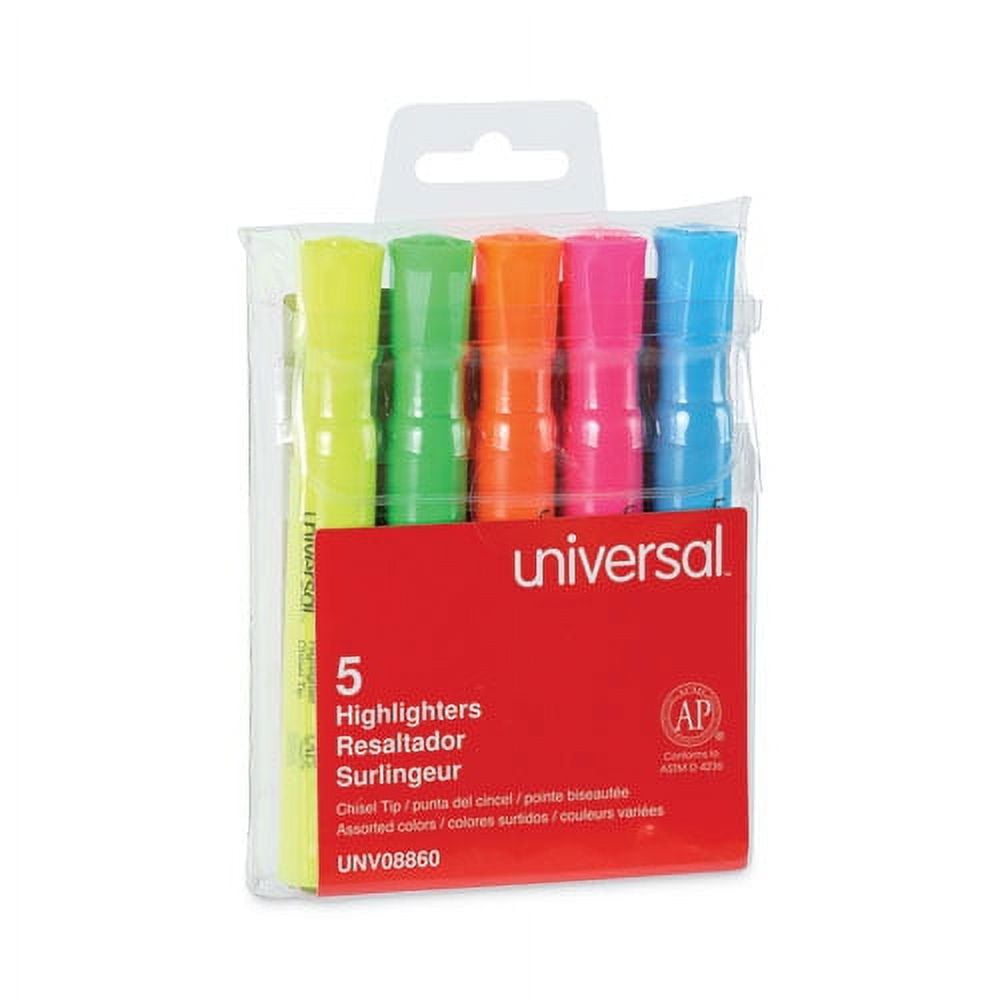 Universal Desk Highlighters, Assorted Ink Colors, Chisel Tip, Assorted ...