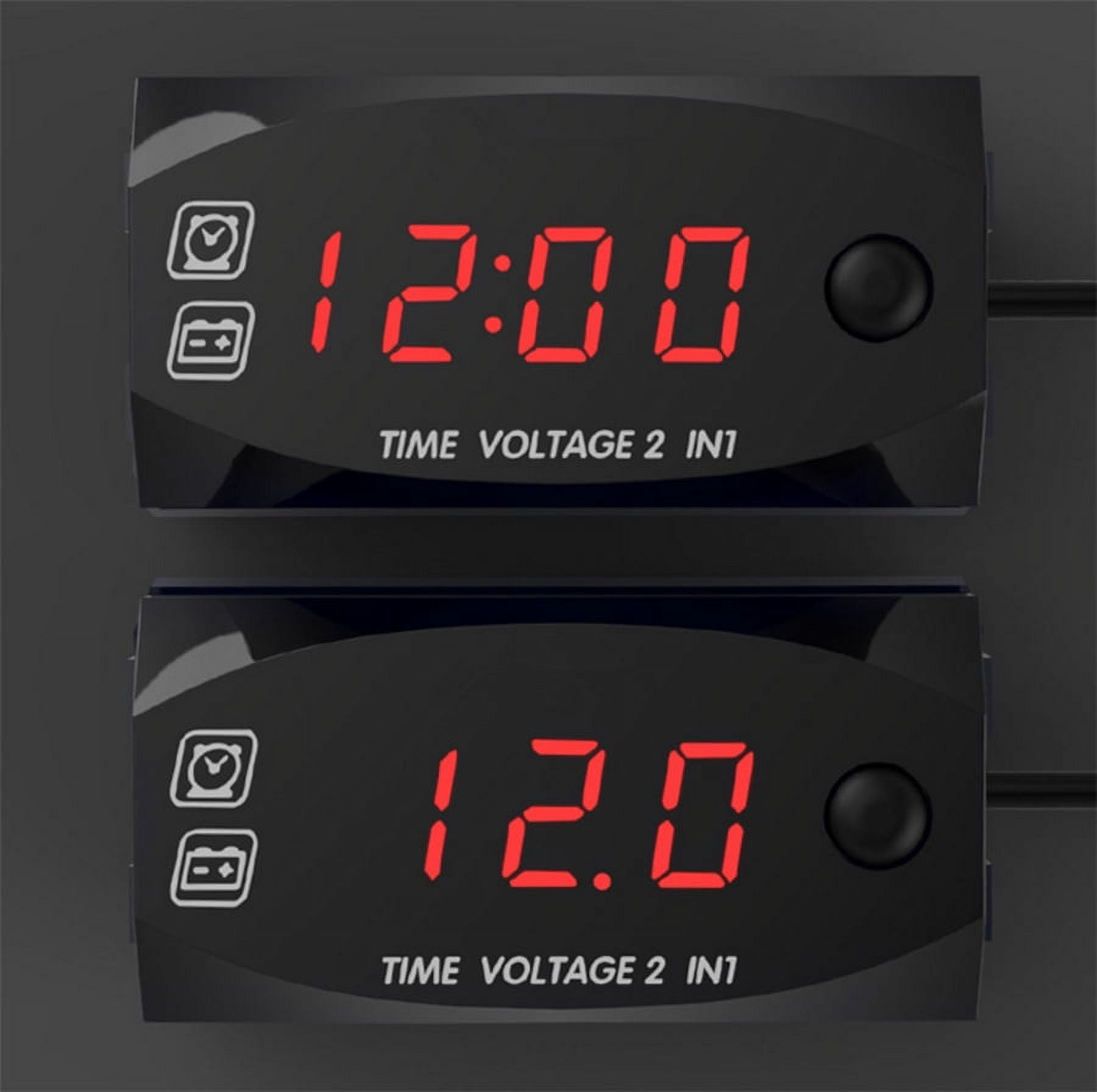 Universal Digital Car Boat LED Voltmeter Voltage Gauge Time Clock Meter ...