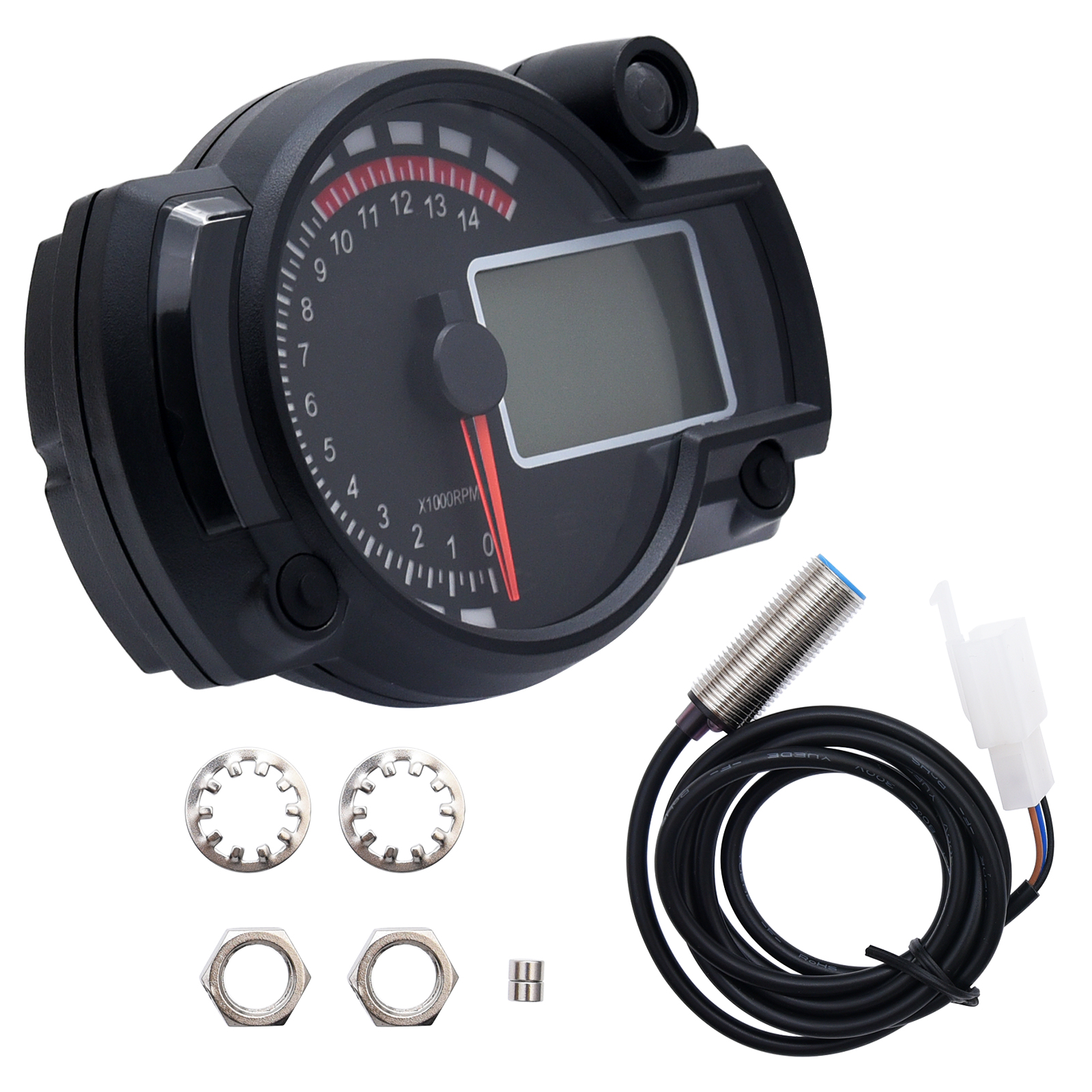 Universal Digital Motorcycle Speedometer Tachometer 299KM/H MPH ...