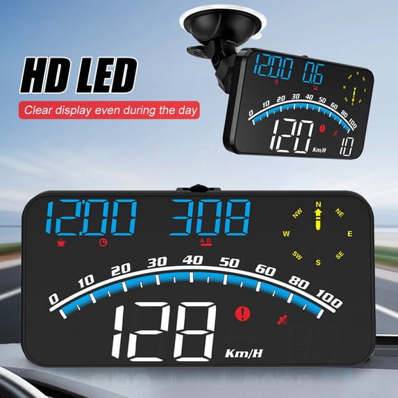 Universal Digital Speedometer GPS Car HUD - MPH Overspeed Alarm ...