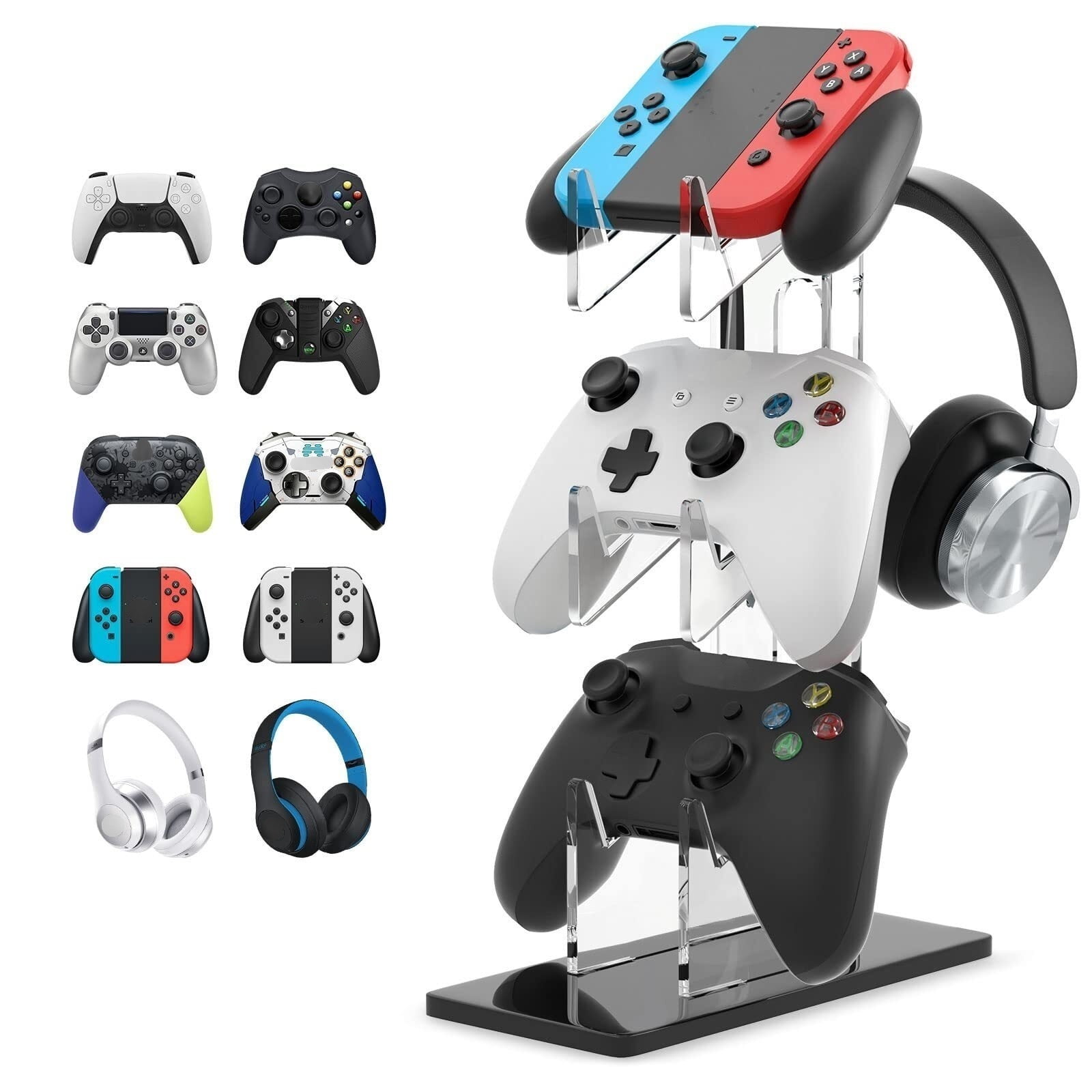 Universal Dual Controller Holder Headset Stand: Game Controller Stand 3 ...