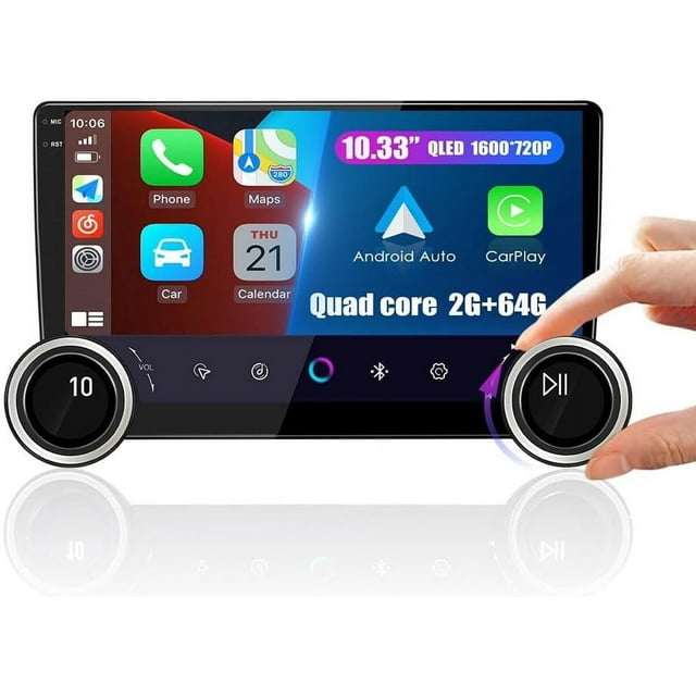Universal Dual Physical Display Knobs CarPlay/Android Auto Autoradio ...