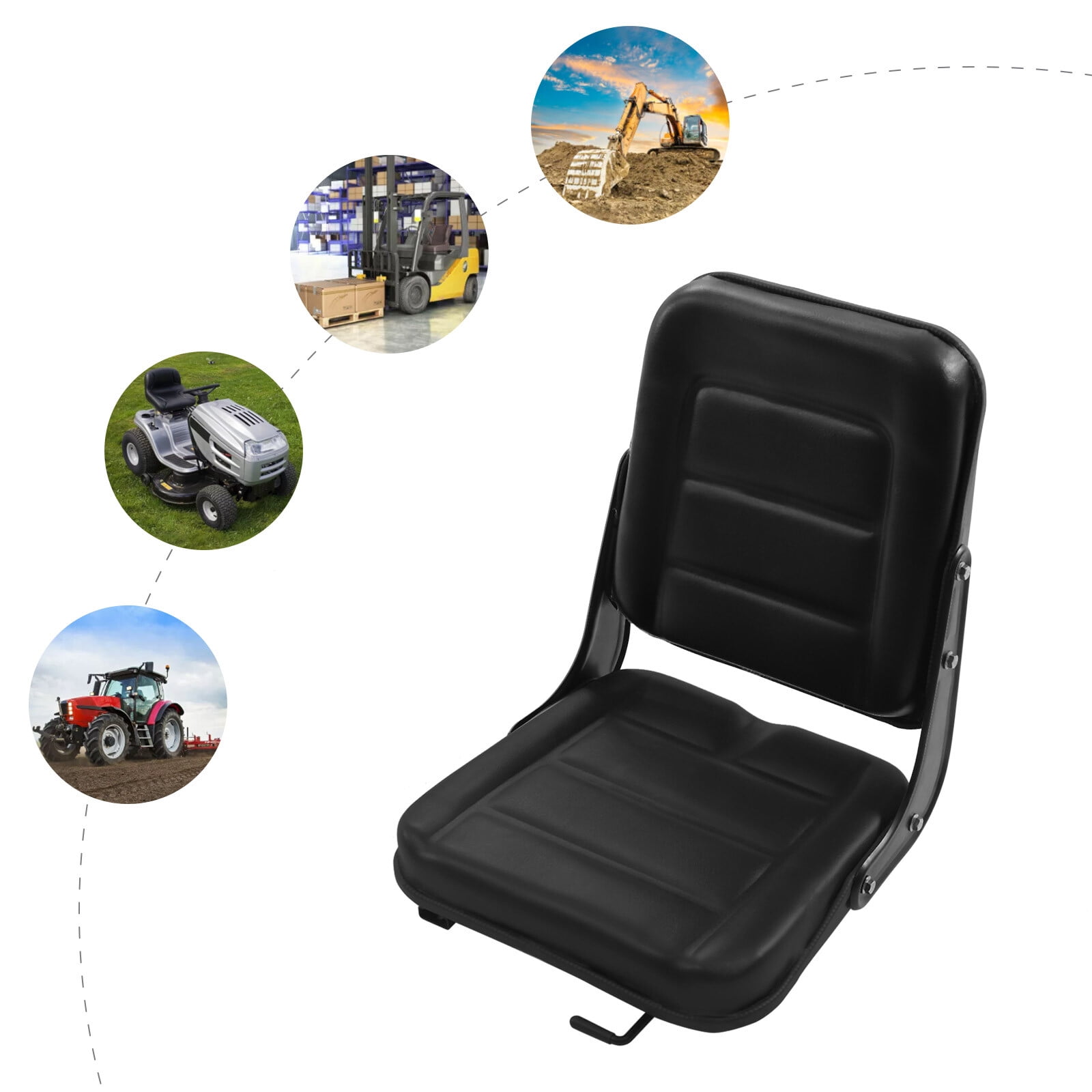 Universal Durable Black Backhoe Dozer Telehandler Seat Tractor ...