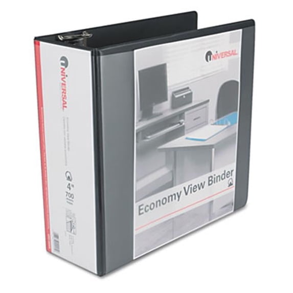 Universal Economy D-Ring Vinyl View Binder 4'' Capacity Black - Walmart.com