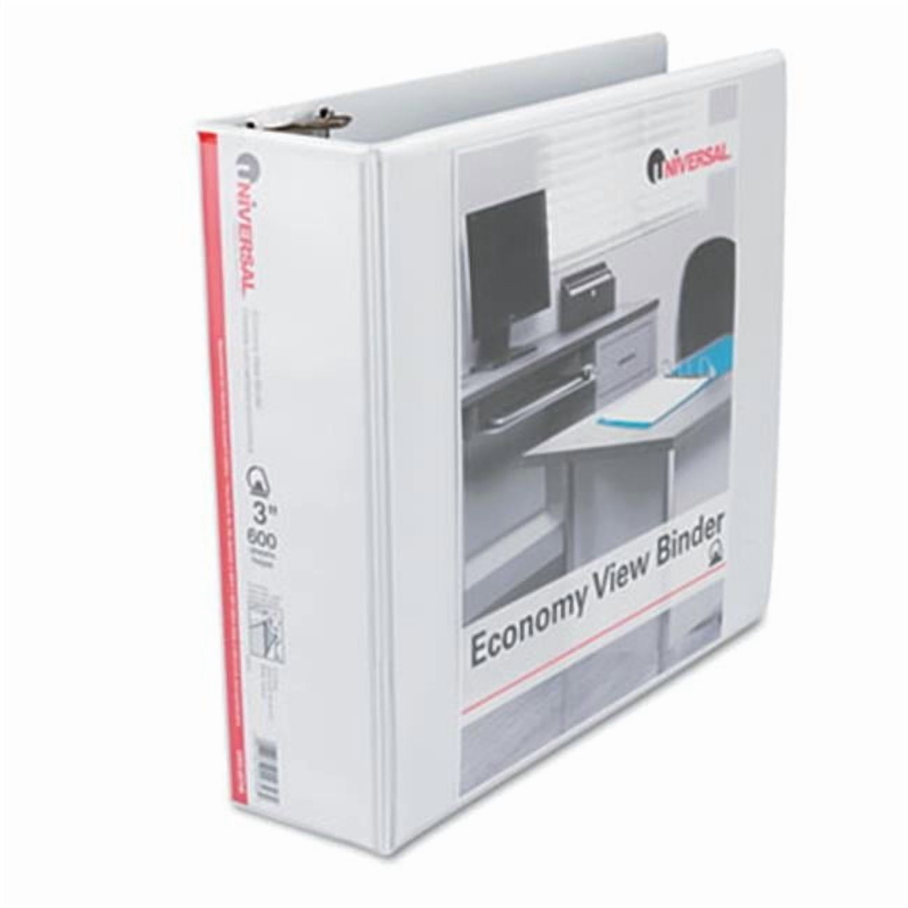 Universal Economy D-Ring Vinyl View Binder - White - 3'' Capacity ...