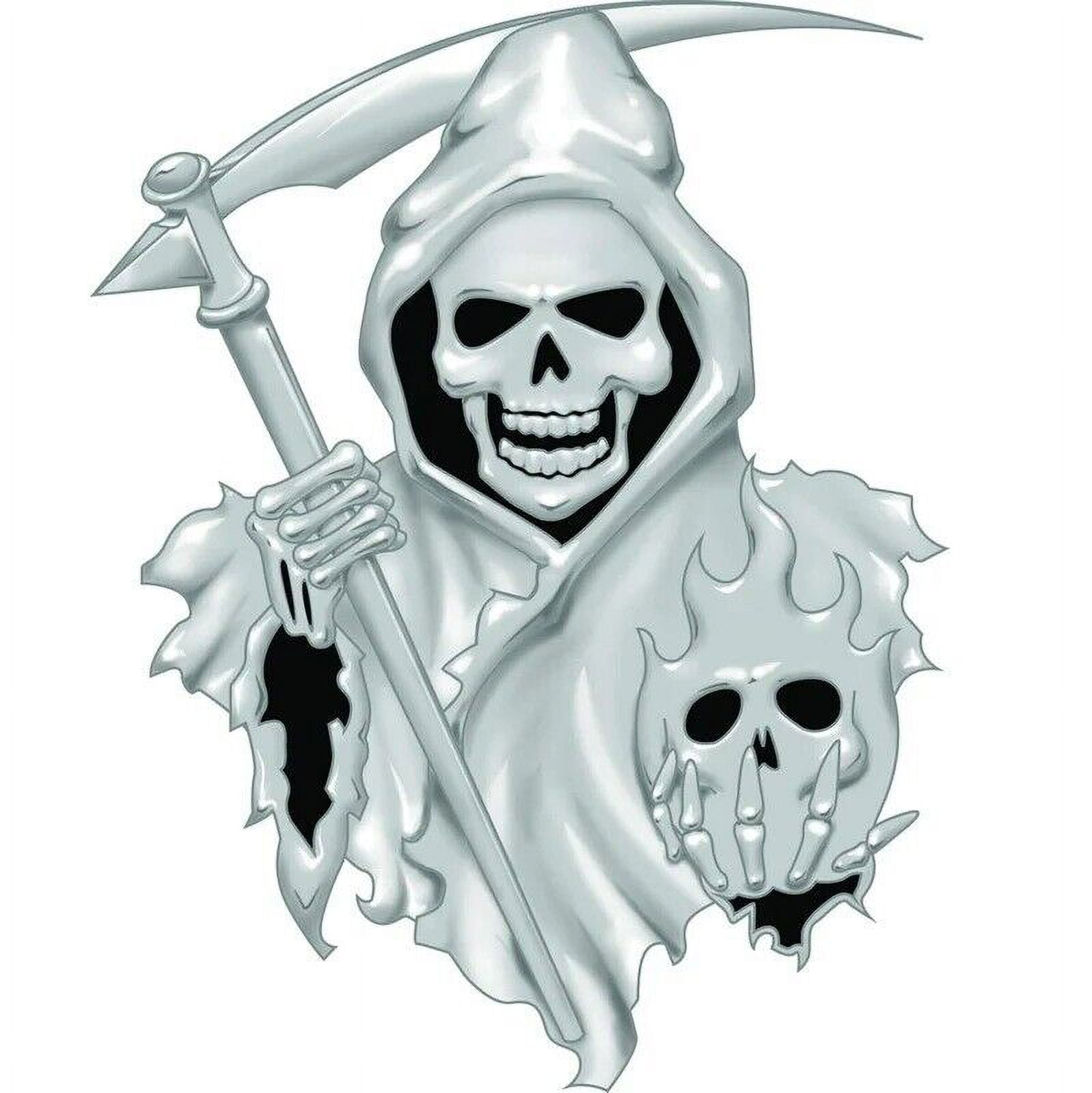 Universal Emblem Badge Decal Sticker 3D Eagle Grim Reaper Chrome 3.5" x ...