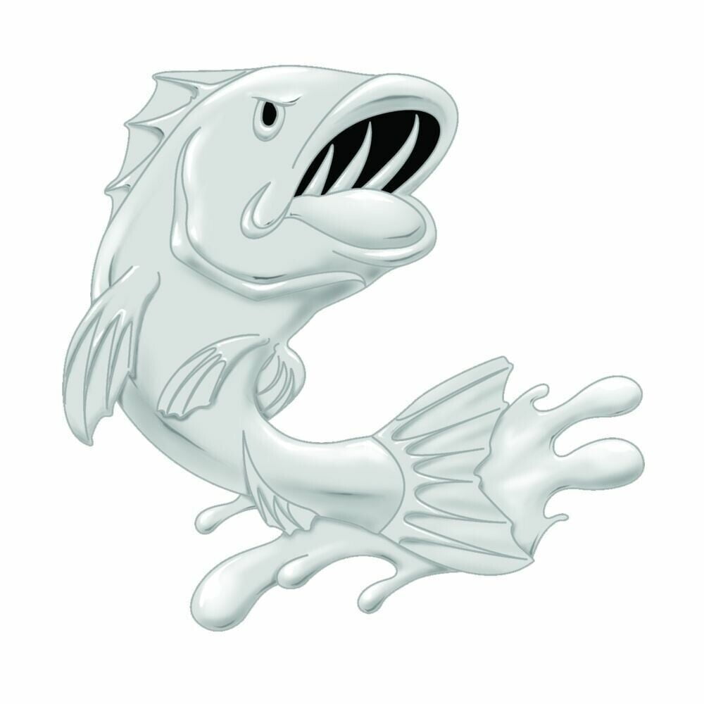 Universal Emblem Badge Decal Sticker 3D Jumping Bass Fish Chrome 3-7/8 ...