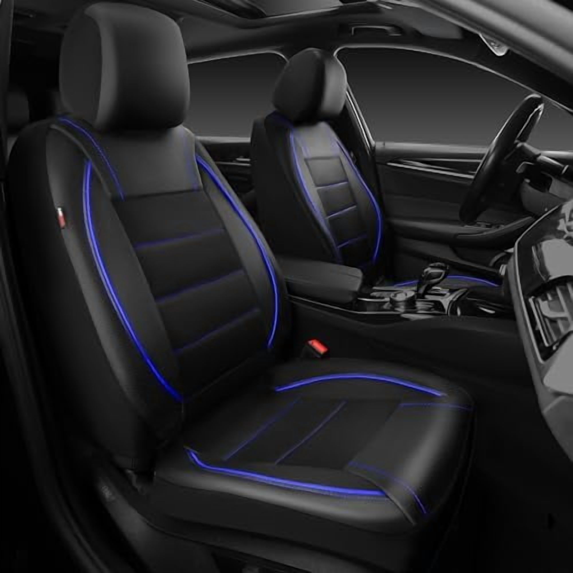 Universal FIT Piping Leather Two Front Seat Covers, Waterproof Faux ...