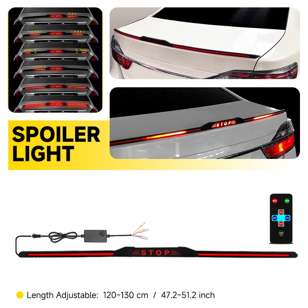 Universal Fiber Red Carbon Tail LED Brake Light Rear Bar Wing Lip ...
