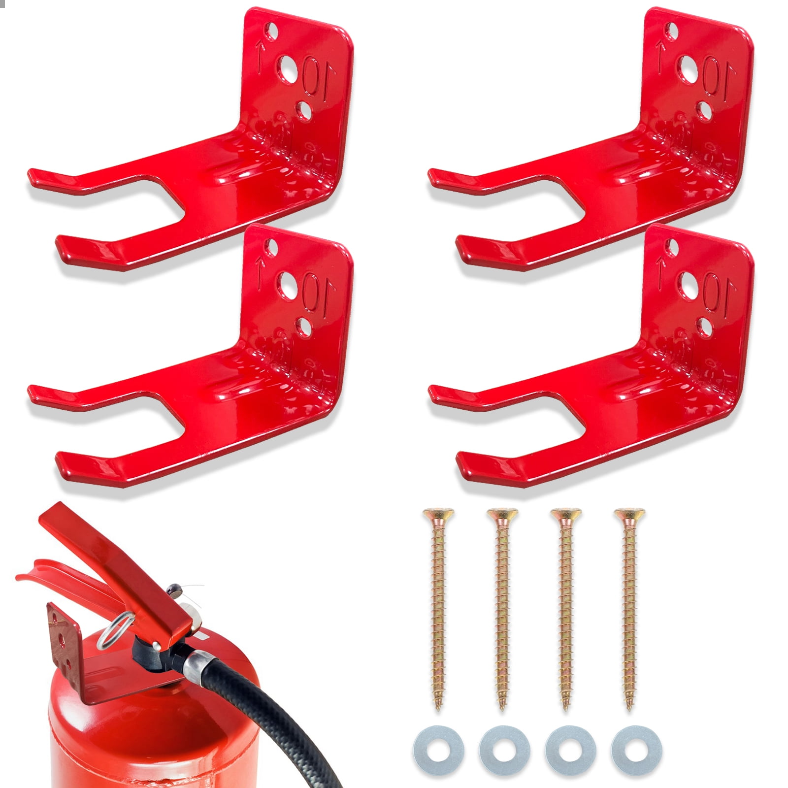 Universal Fire Extinguisher Bracket with Valve Body Slots Neck Under 1 in, Fork Style Fire ...